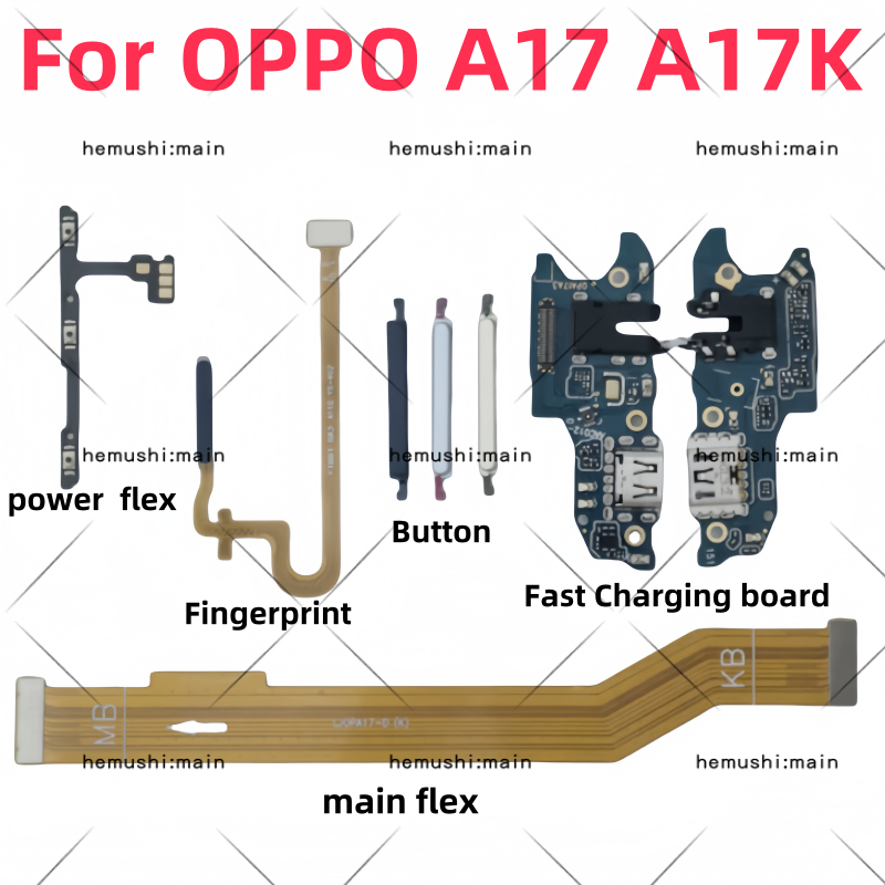 For OPPO A17 A17K Power Volume Flex Button Switch USB Charger Charging ...