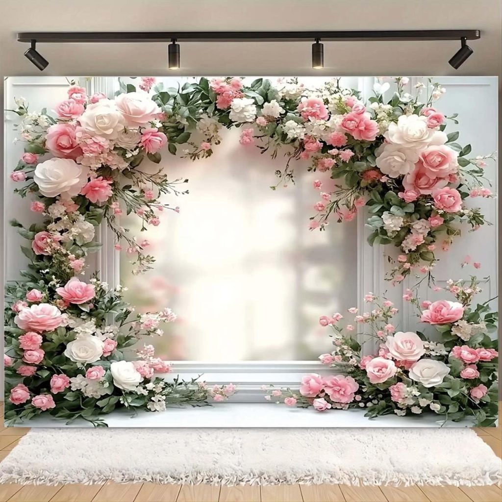 Pink Rose Green Leaves Aesthetic Elegant Photography Background Wedding ...