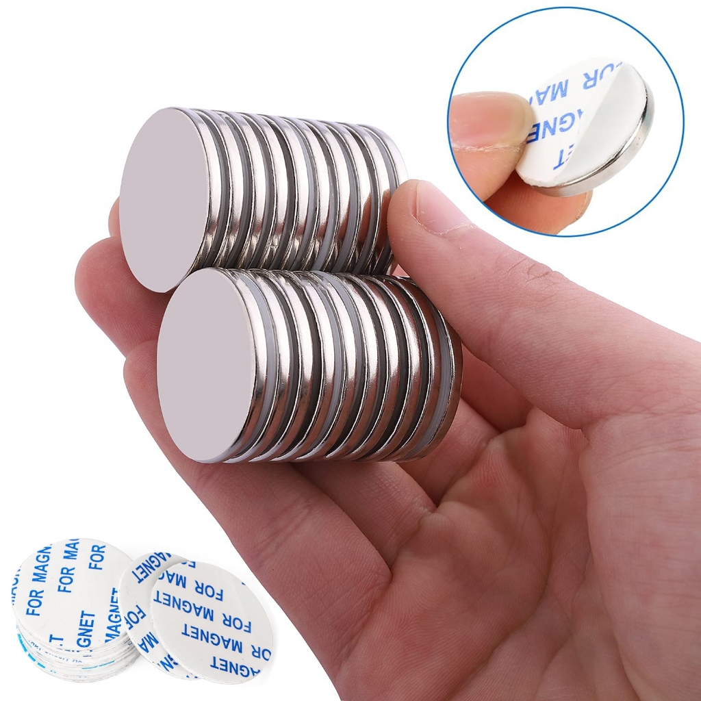 25mm Super Strong Magnets with Double-Sided Adhesive, Powerful Rare ...