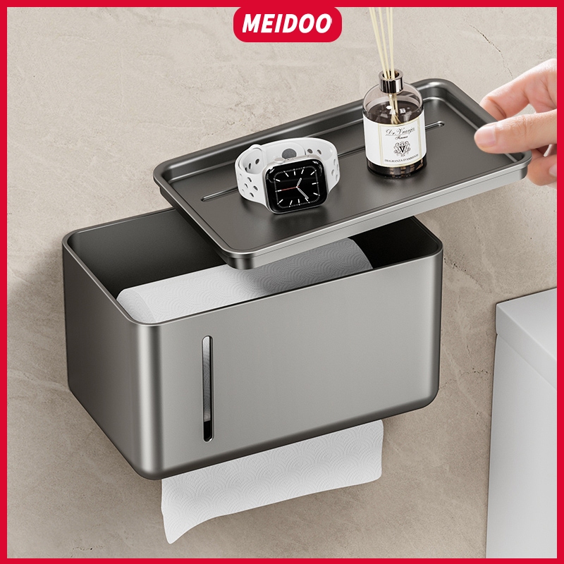 MEIDOO Bathroom Aluminum Tissue Box Multifunctional Dual-Purpose Tissue ...