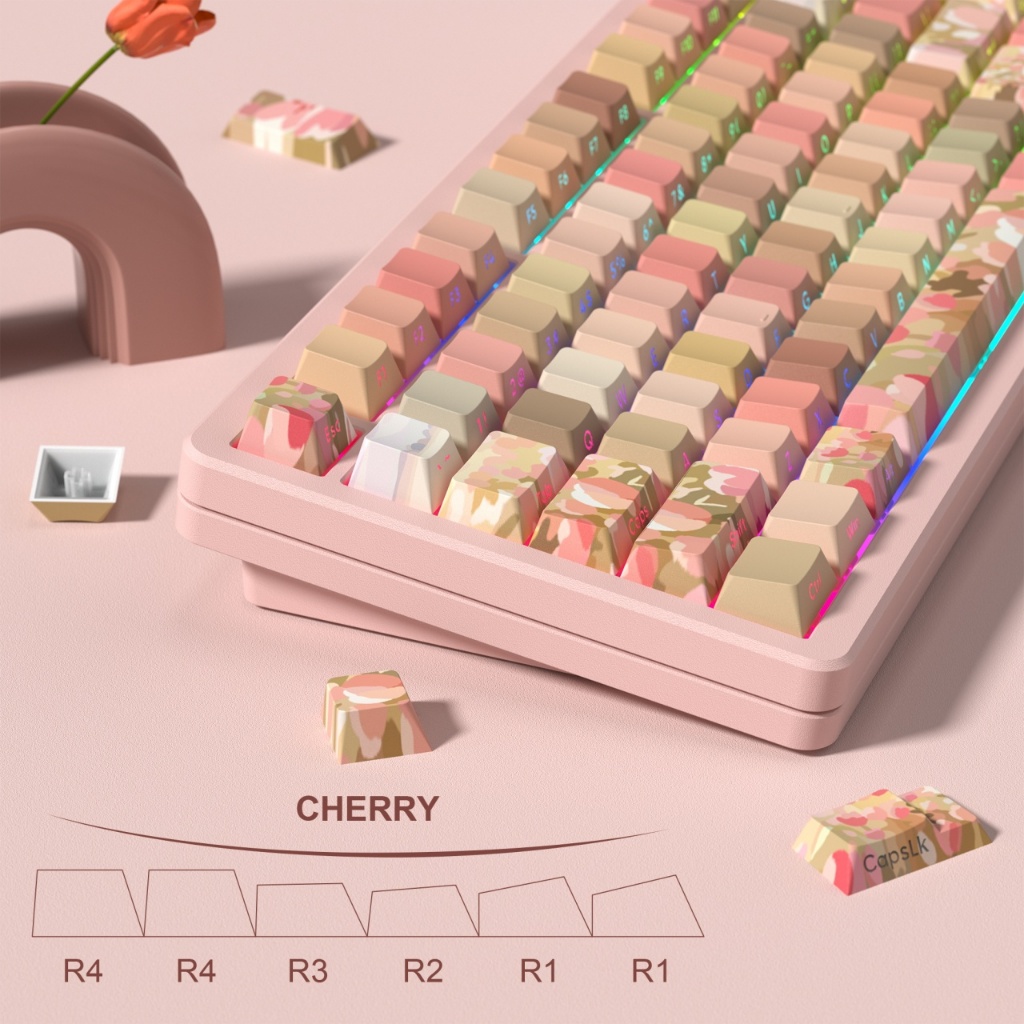 Womier 131 Keys Shine Through Dye Thermal Sublimation Keycaps PBT ...