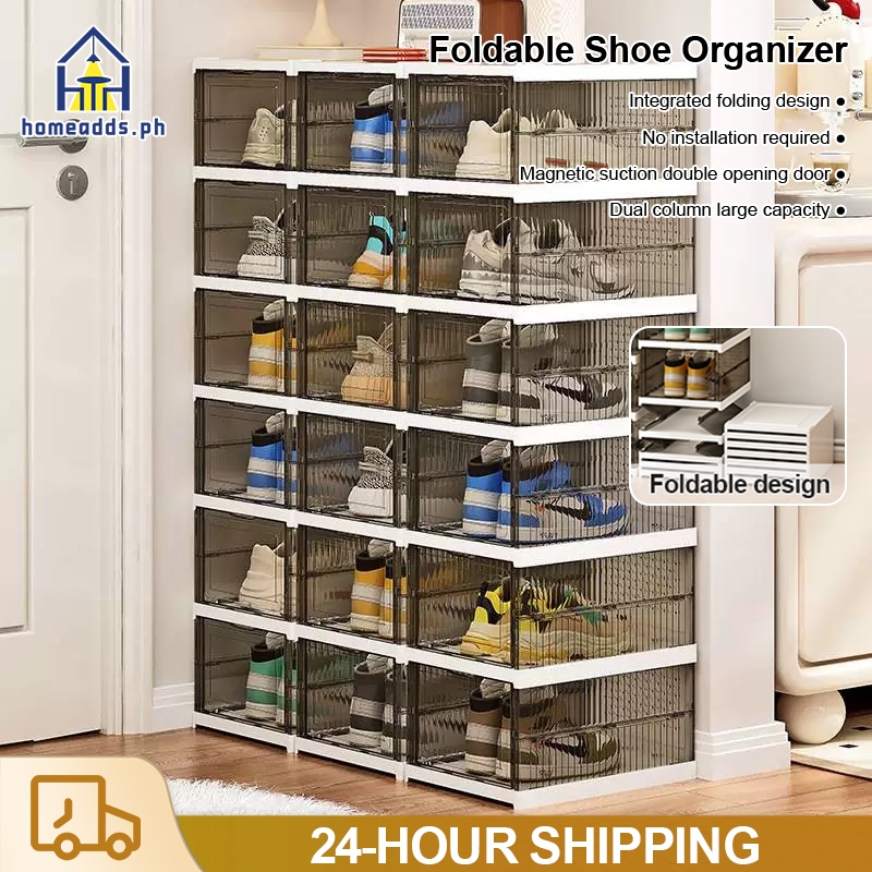 Large size foldable transparent shoe box shoe rack storage box shoe ...