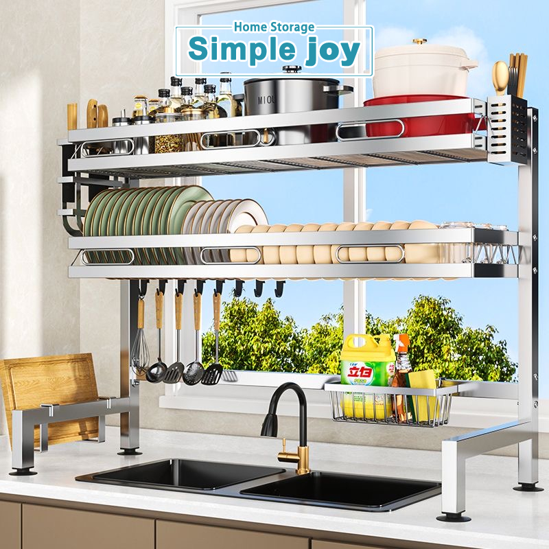 SimpleJoy 304 Over Sink Dish Rack Stainless Steel Sink Rack Dish Rack ...