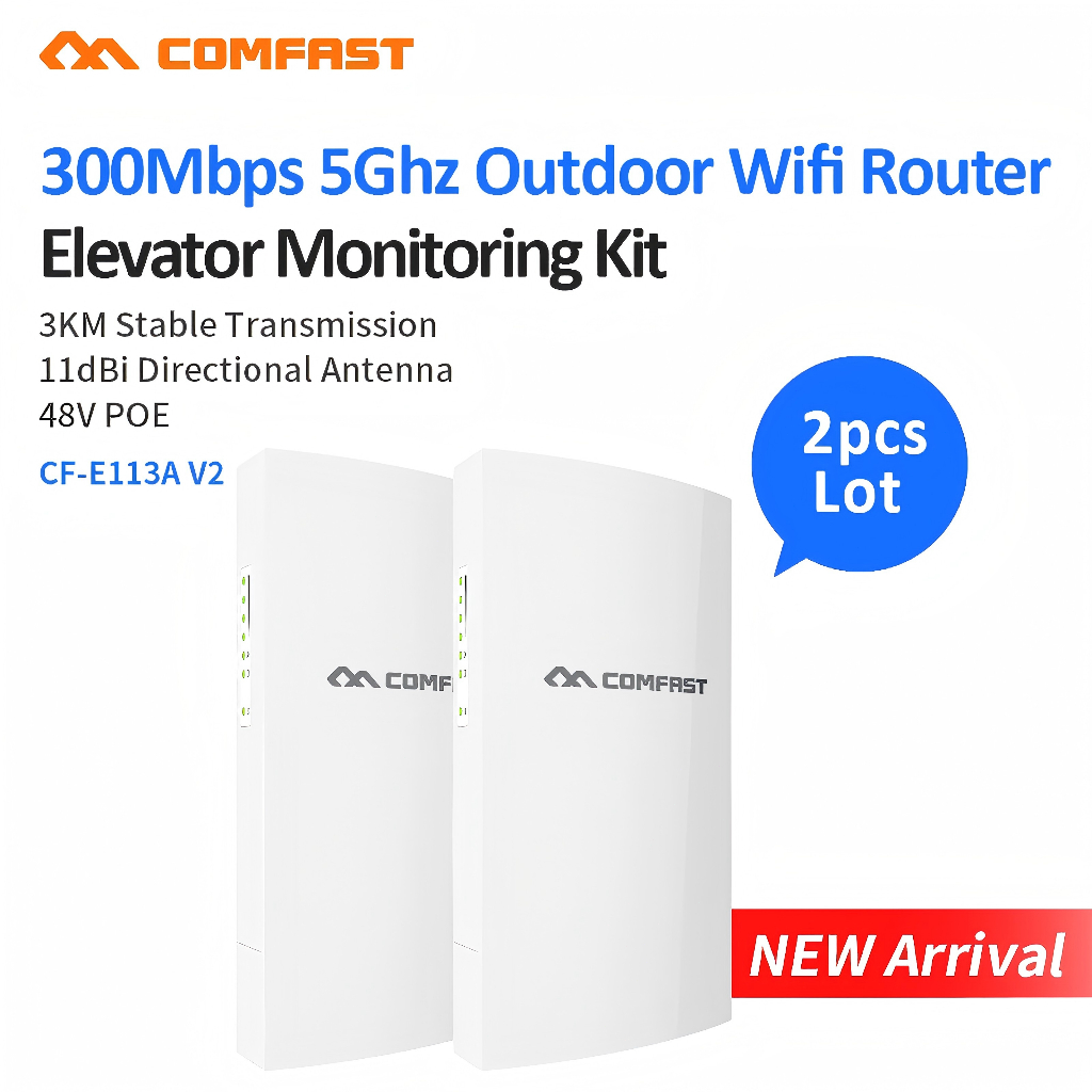 Comfast 2psc CF-E113A Outdoor WIFI Bridge 300Mbps 3KM Long Range 11dBi Wifi Router CPE 5.8GHz ...