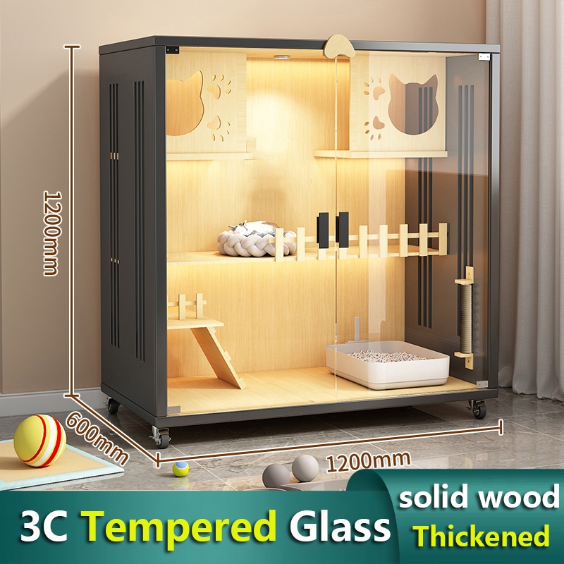 Large Cat Villa Panoramic Glass Cat House Home Luxury Cat Cage Indoor ...