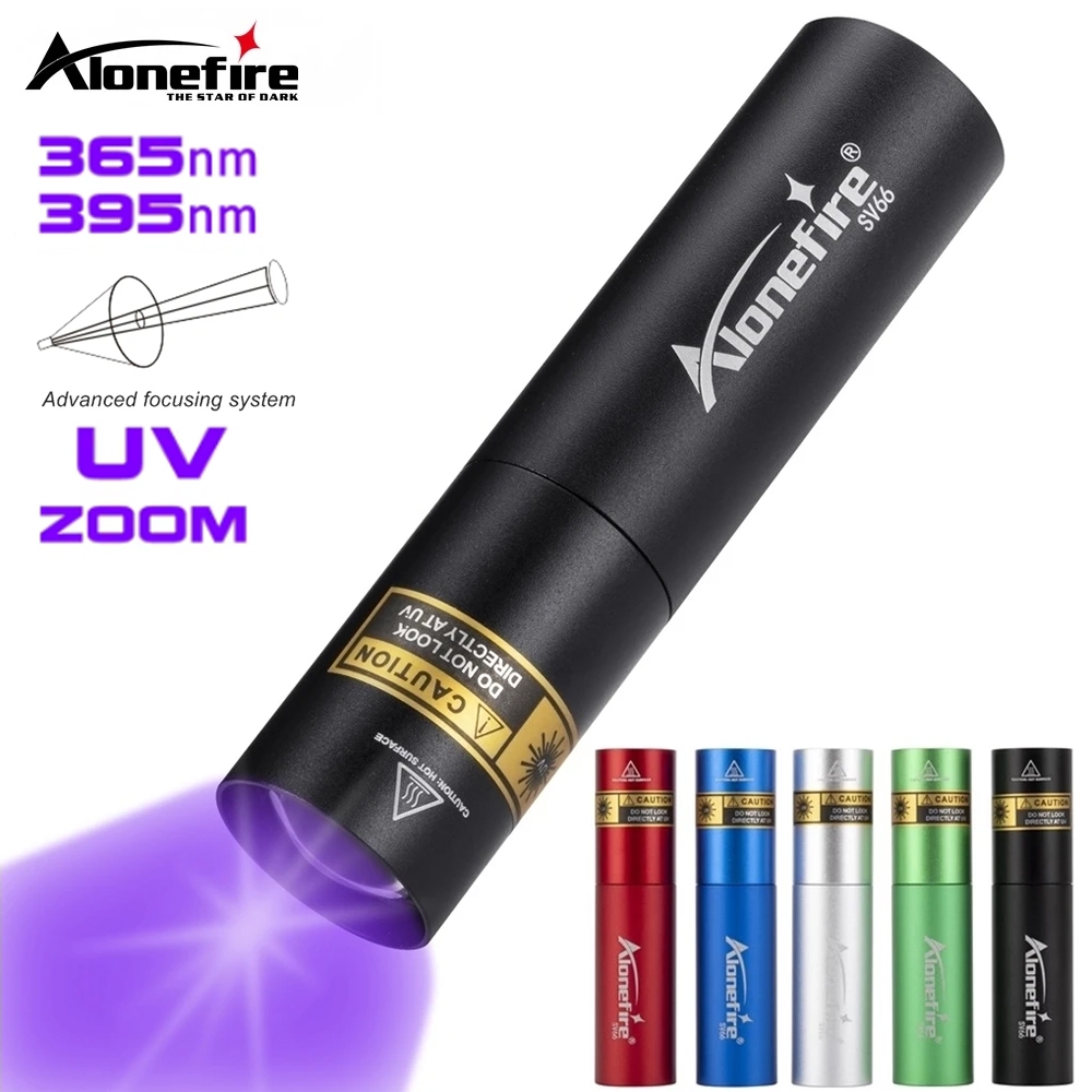 Alonefire Zoom Mini UV Flashlight 395/365nm Ultraviolet USB ...