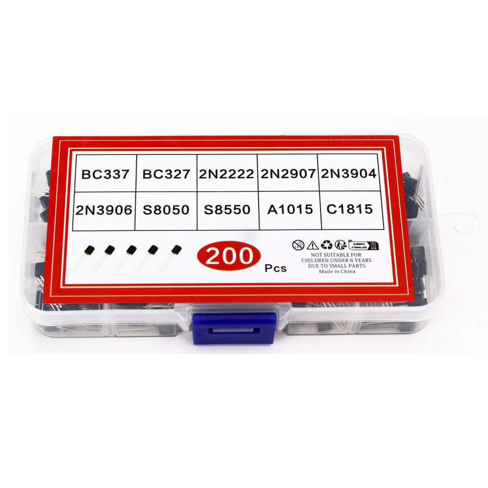 200pcs 10 Values 20 Each TO-92 Transistor Assortment Assorted Kit BC327 BC337 BC517 BC547 BC548 ...
