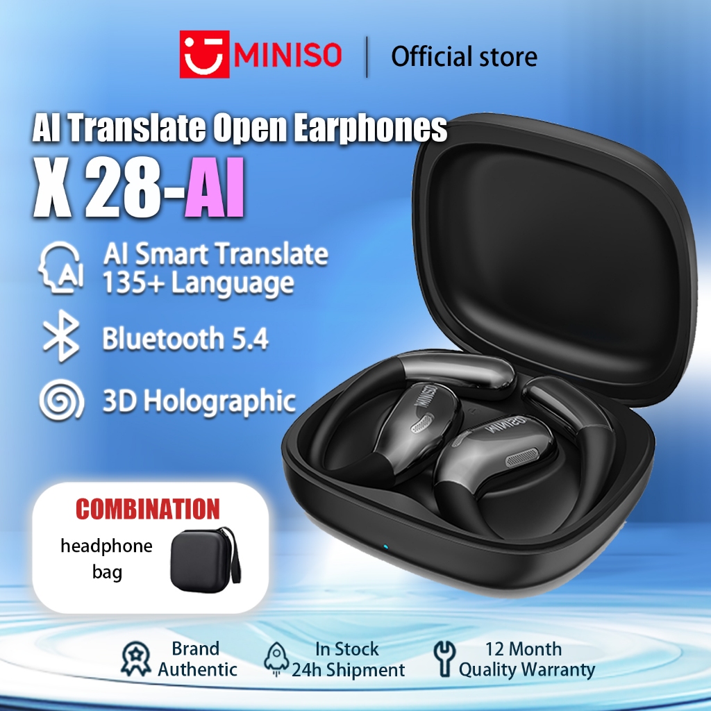 Miniso X28 AI Smart Open Earphones Wireless Headphones Bluetooth 5.4 AI ...
