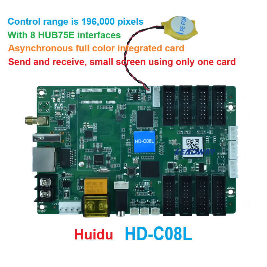 Huidu HD-C08L Full color RGB WIFI/4G Led Wall Screen Panel Control card ...