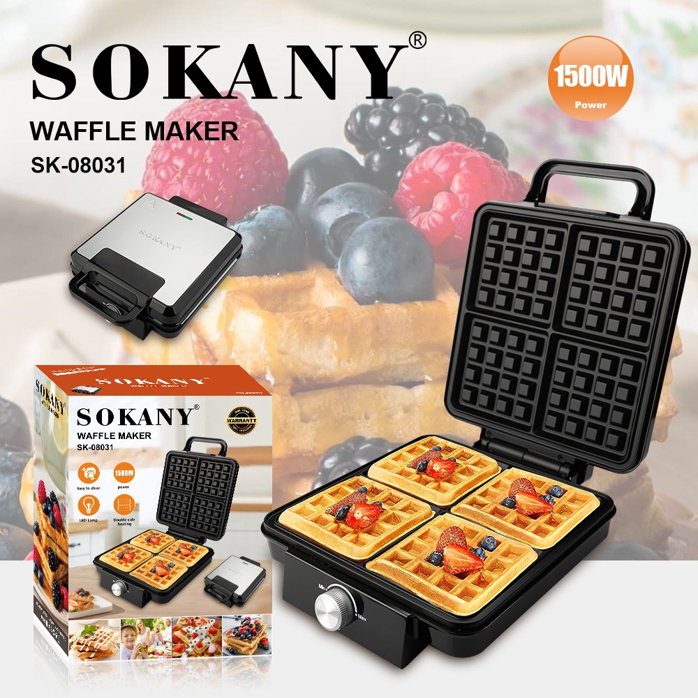SOKANY Waffle Maker Heavy Duty Electric Waffle Maker Big Size 1500W ...