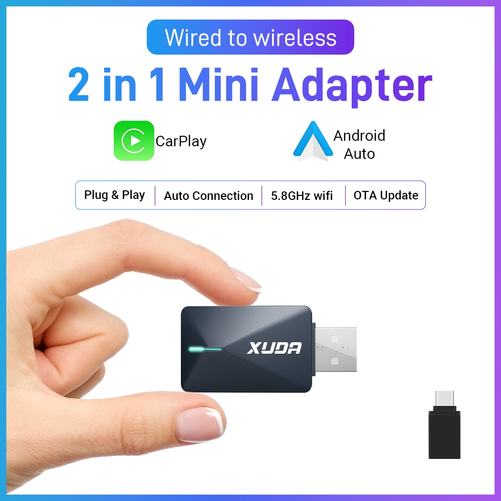 XUDA 2025 NEW Wireless Android Auto Carplay Adapter A5 MINI G 2in1 ...