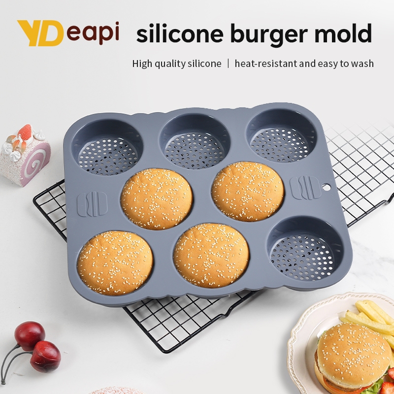 Ydeapi Hamburger Bun Mold Non-Stick Food Grade Silicone Bread Loaf Pan ...