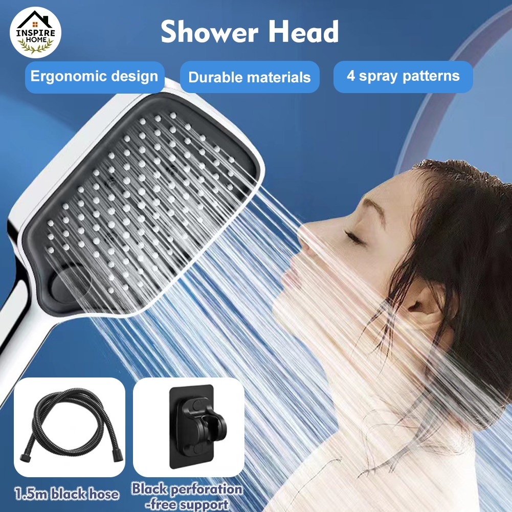Supercharged Shower Head Set Booster Shower with 1.5M Hose Bathroom ...
