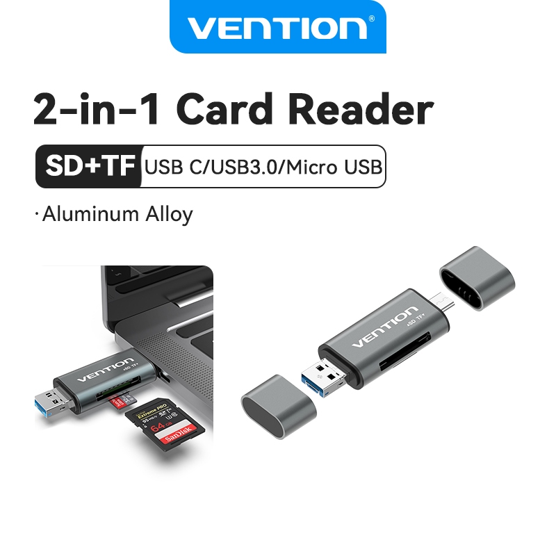 Vention 2 in 1 SD TF Card Reader OTG USB 3.0 2.0 5Gbps 256GB Type C 3.0 ...