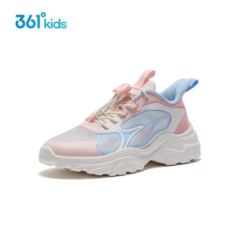 361 Degrees Kids Shoes Mesh Breathable Soft Easy-Wearing Students Girl Running Sneakers | Shopee ...