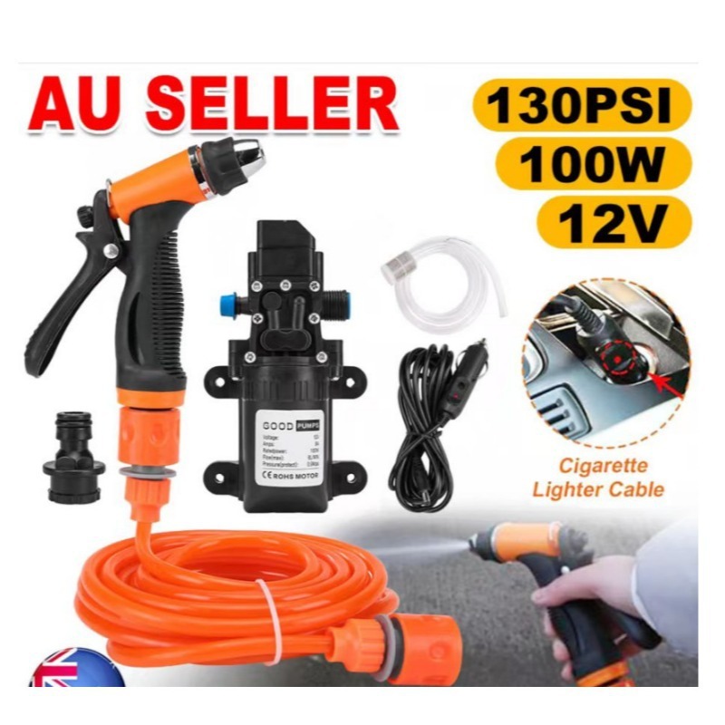 12V 100W 130Psi High Pressure Self-Priming Electric Car Portable Wash ...