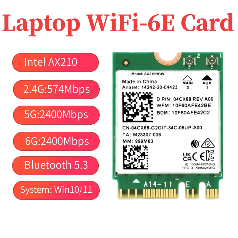 Intel AX210 adapter 5374Mbps laptop M.2 WiFi 6E wireless network card ...