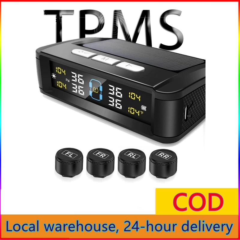 Car Tire Pressure Monitoring System Solar/USB Powered Tyre Temperature ...