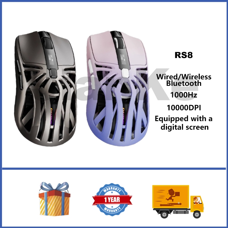 Smailwolf RS8 Wireless Mouse RGB DPI10000 Lightweight Three Mode Game ...