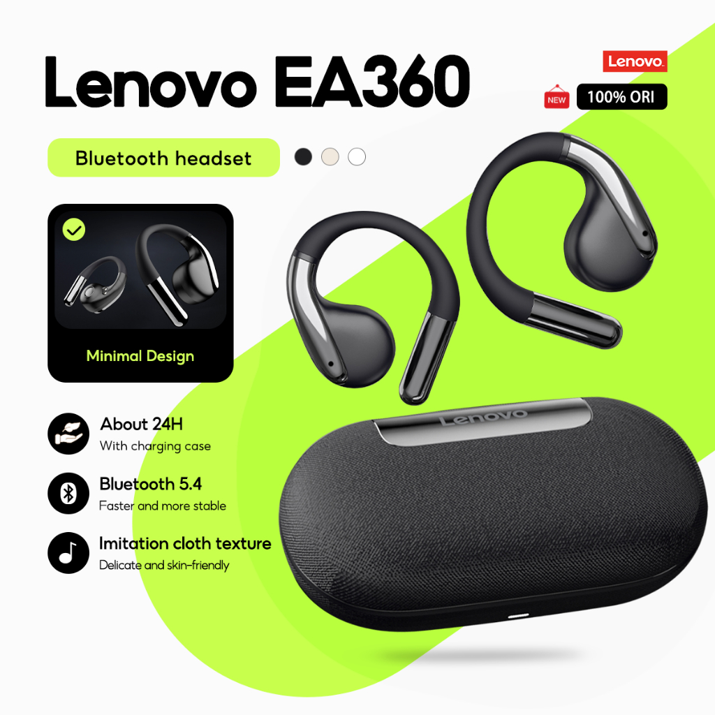 Lenovo Earbuds EA360 Bluetooth Wireless Earbuds TWS Hanging Ear Style Earphone Bluetooth 5.4 ...