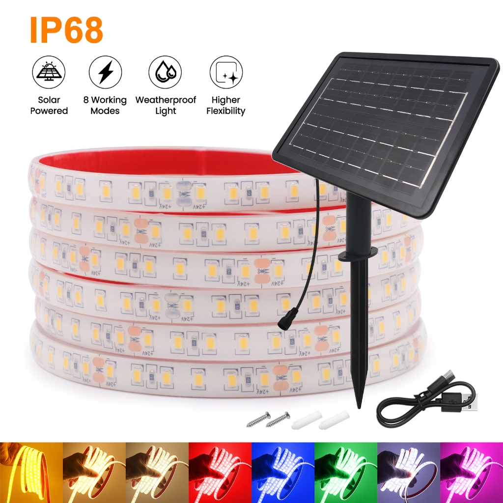 IP68 Waterproof Solar LED Strip Light 24V 2835 120Leds/m Flexible LED ...