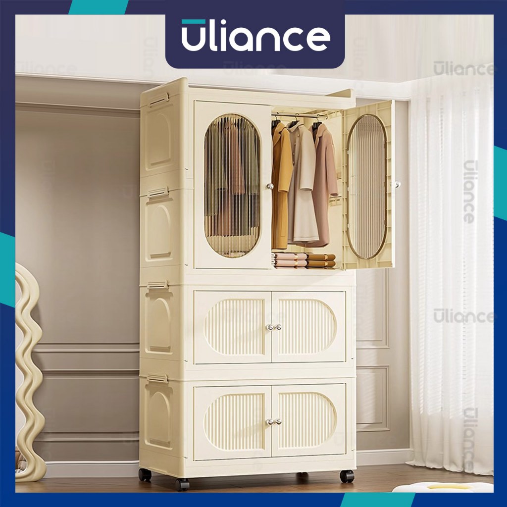 Uliance 80cm Foldable Baby & Kids Wardrobe Closet with Wheels ...