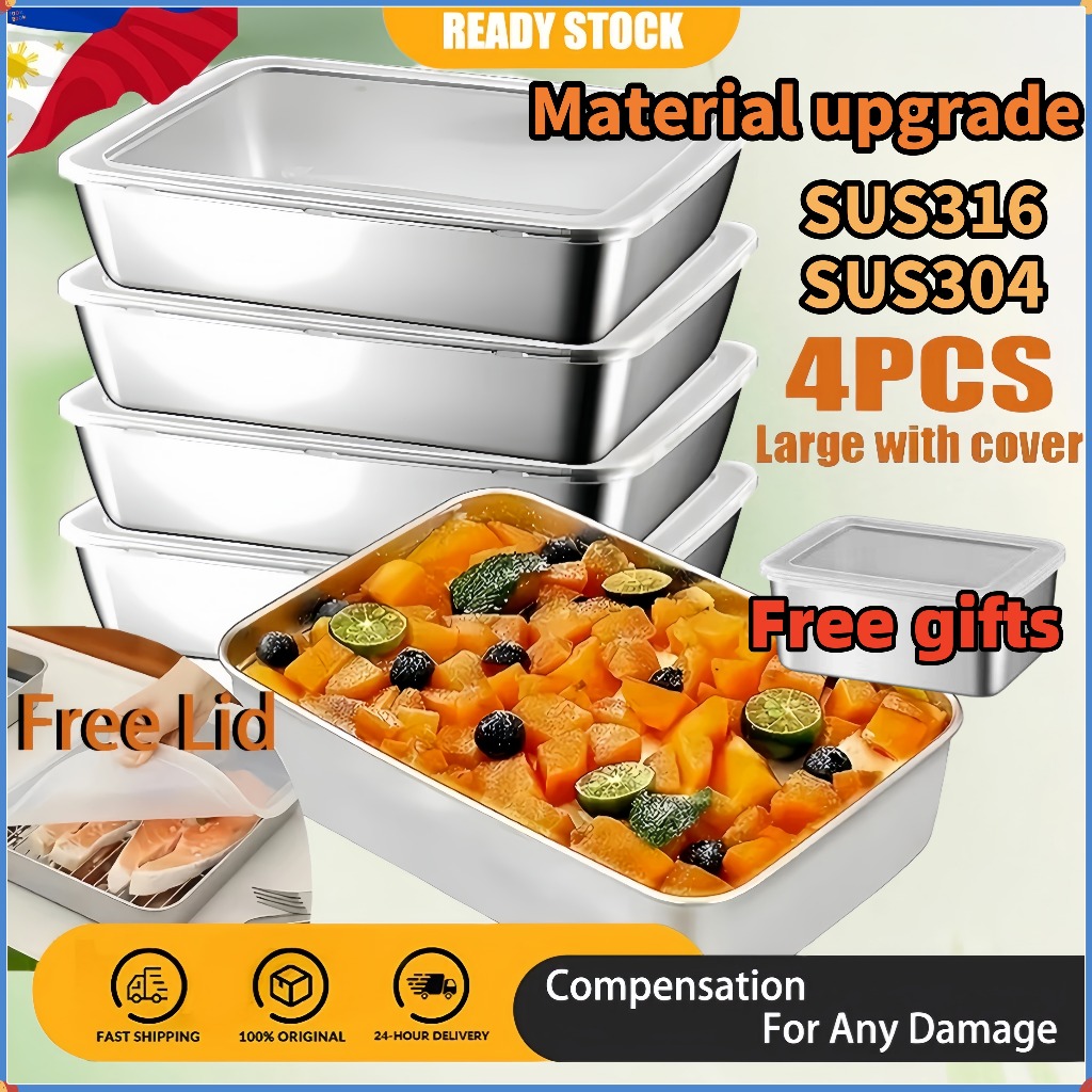 Upgraded version Food Trays Stainless Steel Food Trays Kitchen Storage ...