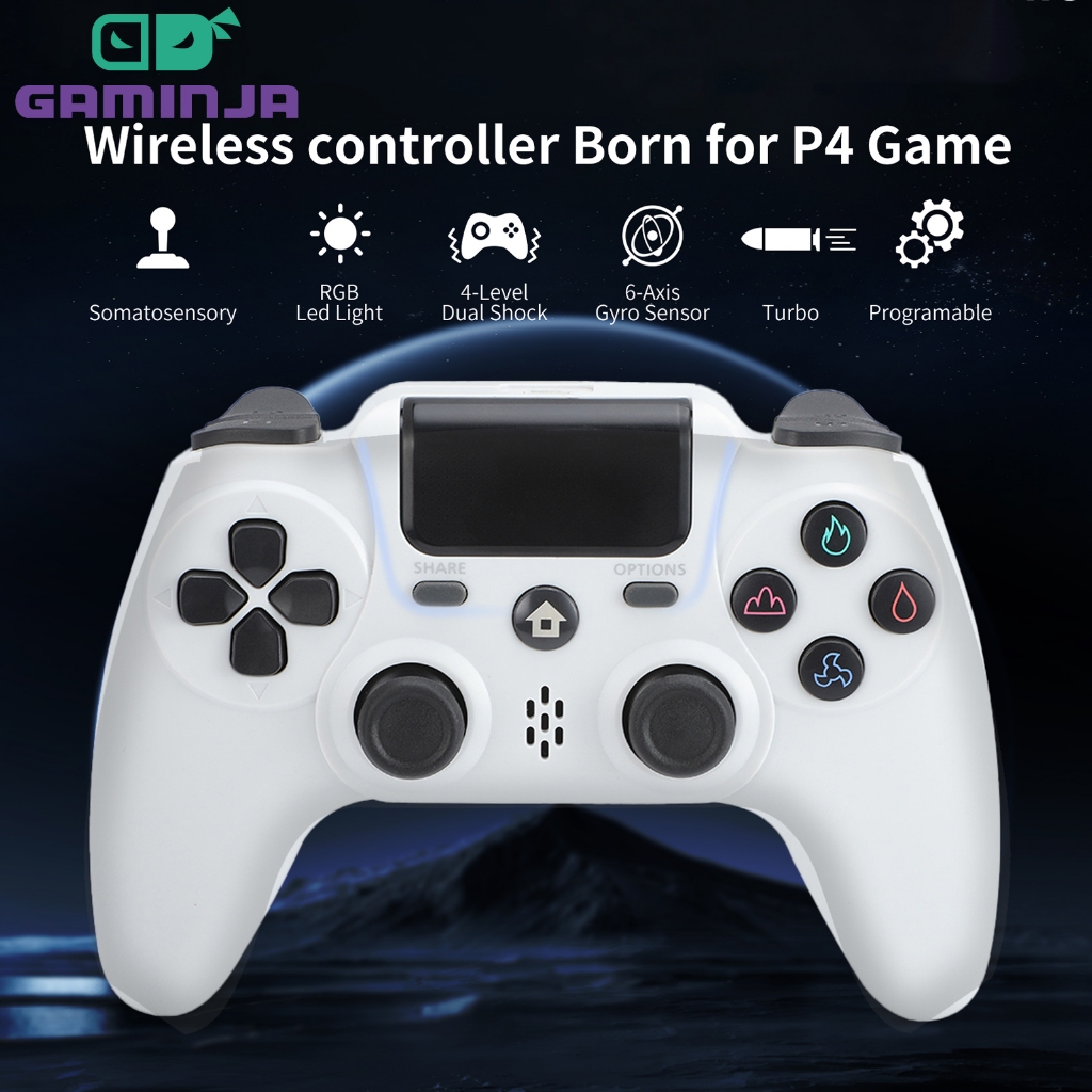 P4 game controller suitable for PS4/PC computer Bluetooth wireless with light bar dual vibration ...