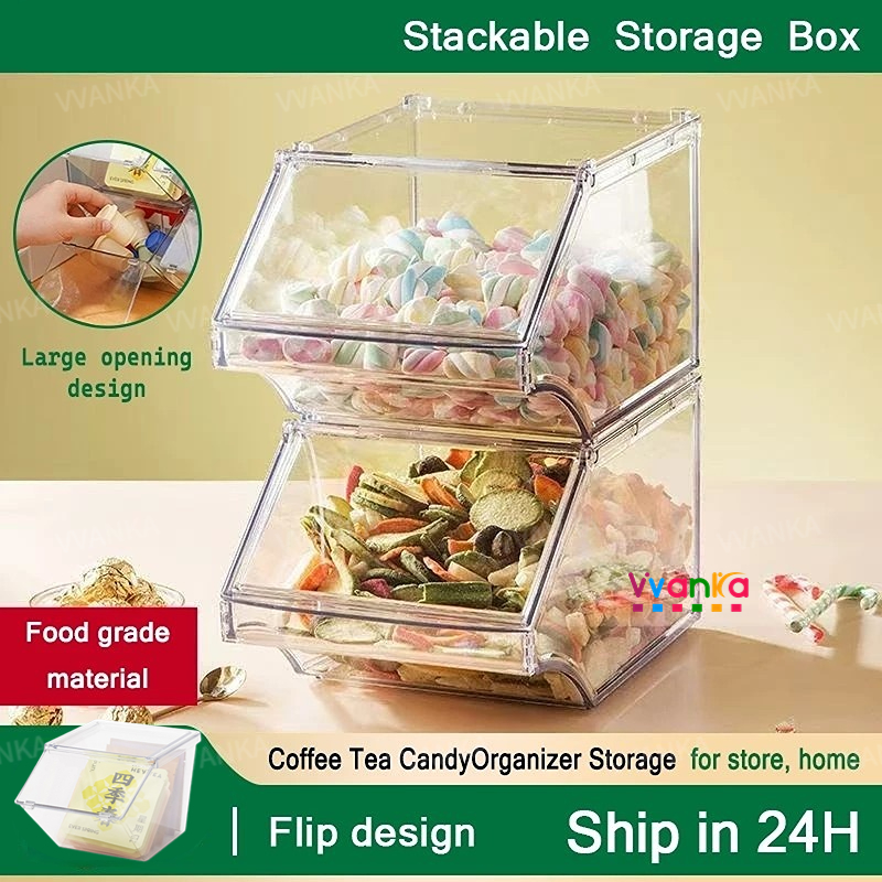 Candy Container Box Flip Top Desktop Bin Coffee Candy Packet Holder ...