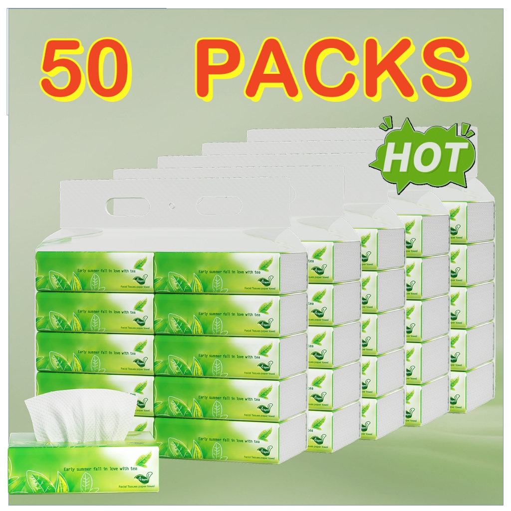 50 PCS Tissue Facial Tissue 4-Ply toilet paper tissue Tree care Organic ...