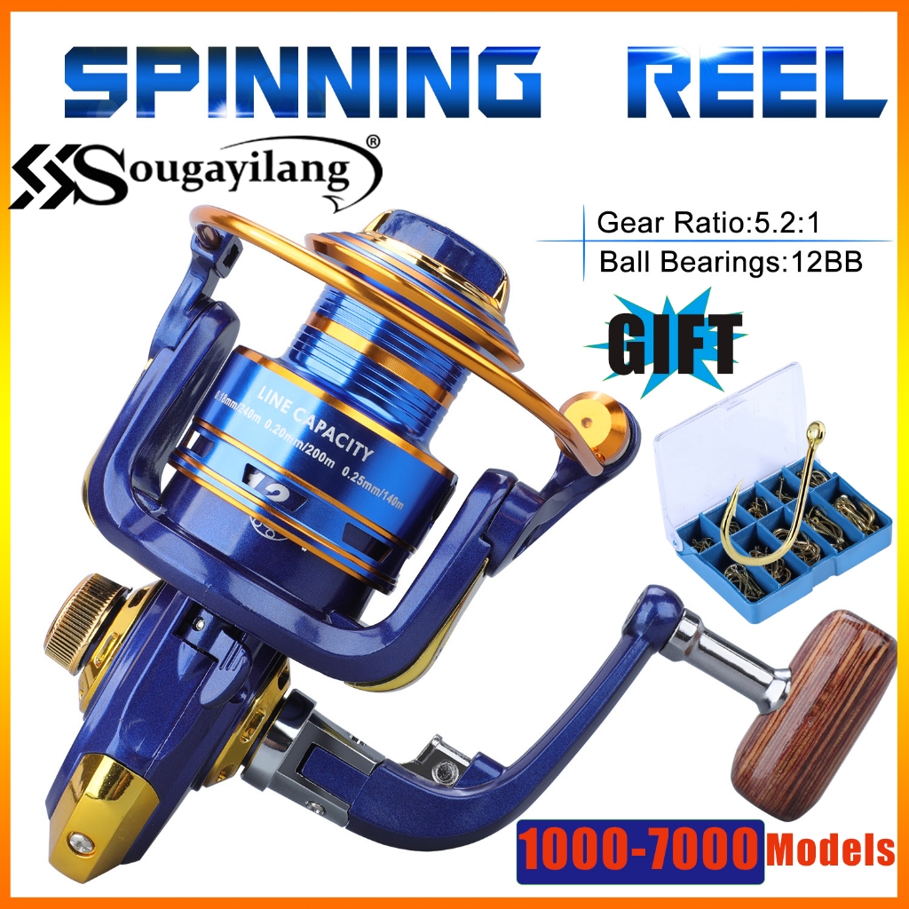 Sougayilang Spinning Fishing Reel 1000-7000 5.2:1Gear Ratio 12 BB ...