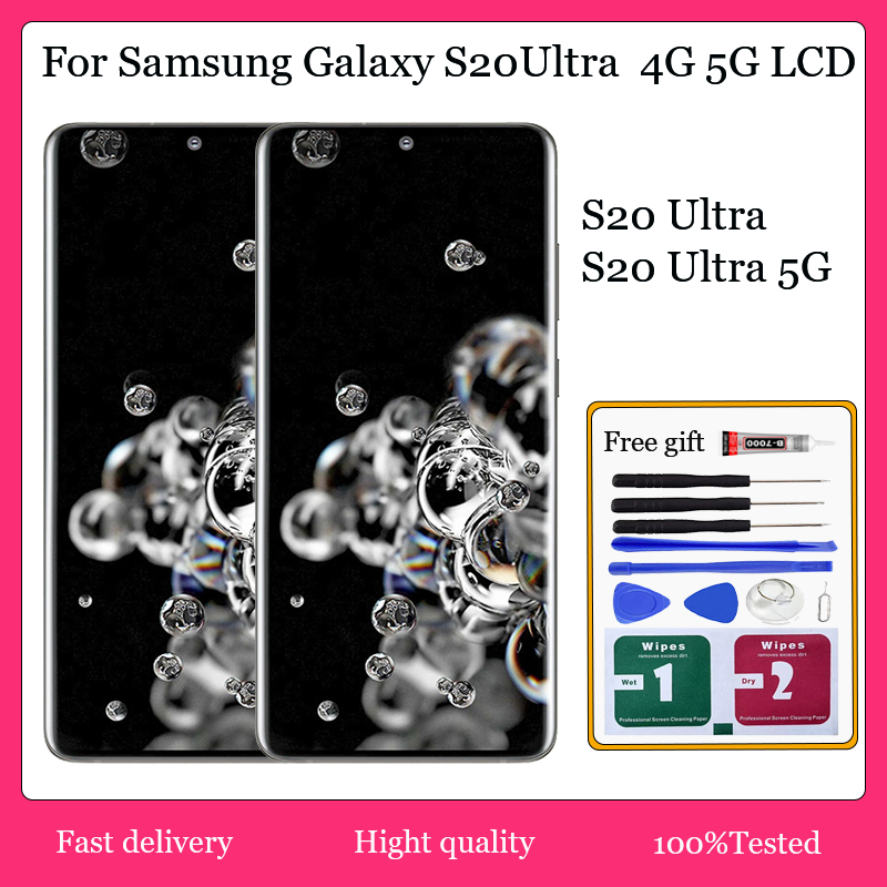 Original AMOLED For Samsung Galaxy S20 Ultra 4G 5G LCD Display Touch Screen With Frame ...
