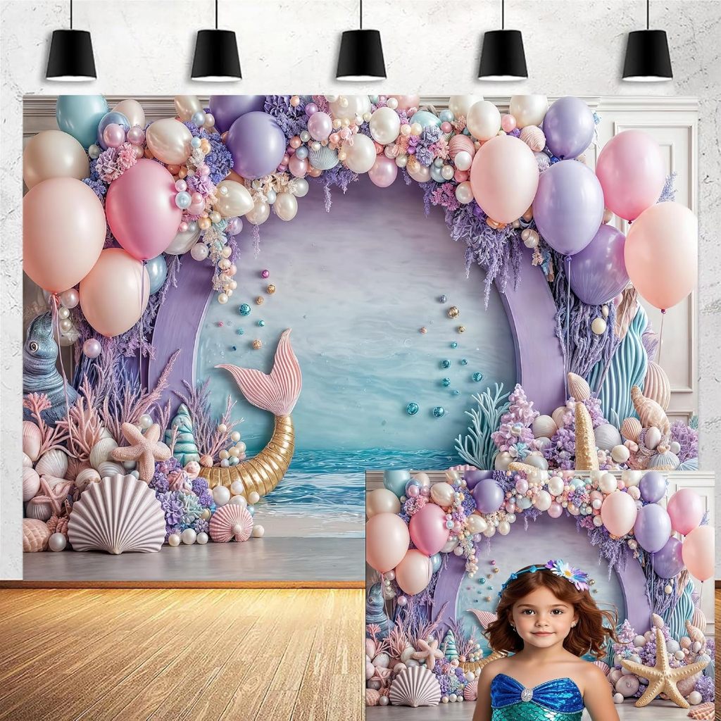 Mermaid Backdrop for Girls Birthday Under The Sea Photography ...