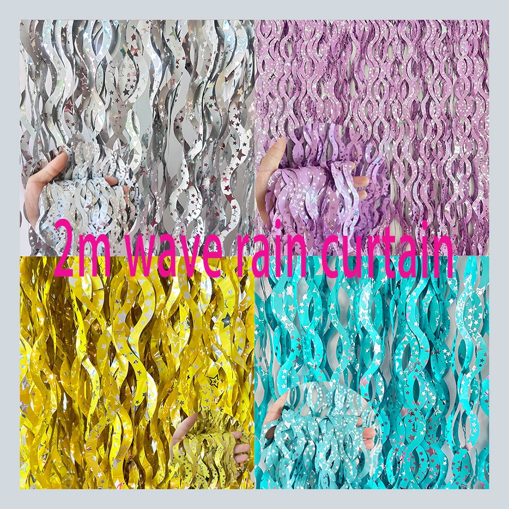 2m wave foil door curtain party background decoration wave foil door ...