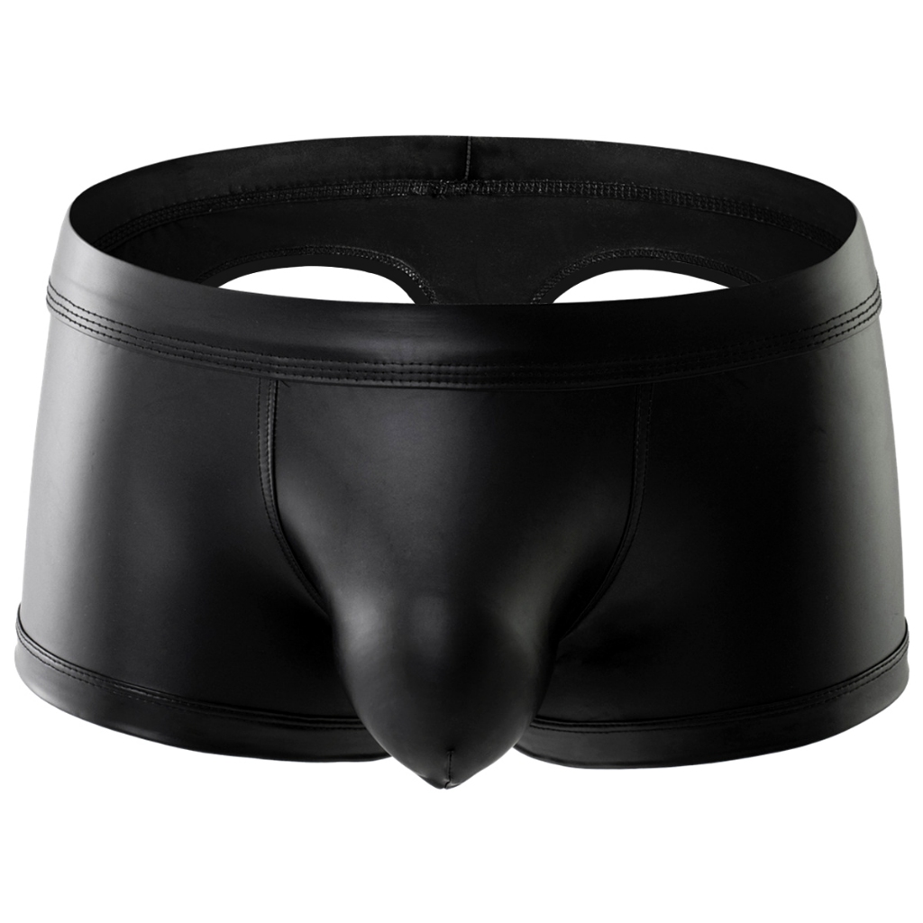 Men's Boxers Underwear Faux Leather Backless Buttocks Underpants Bulge ...