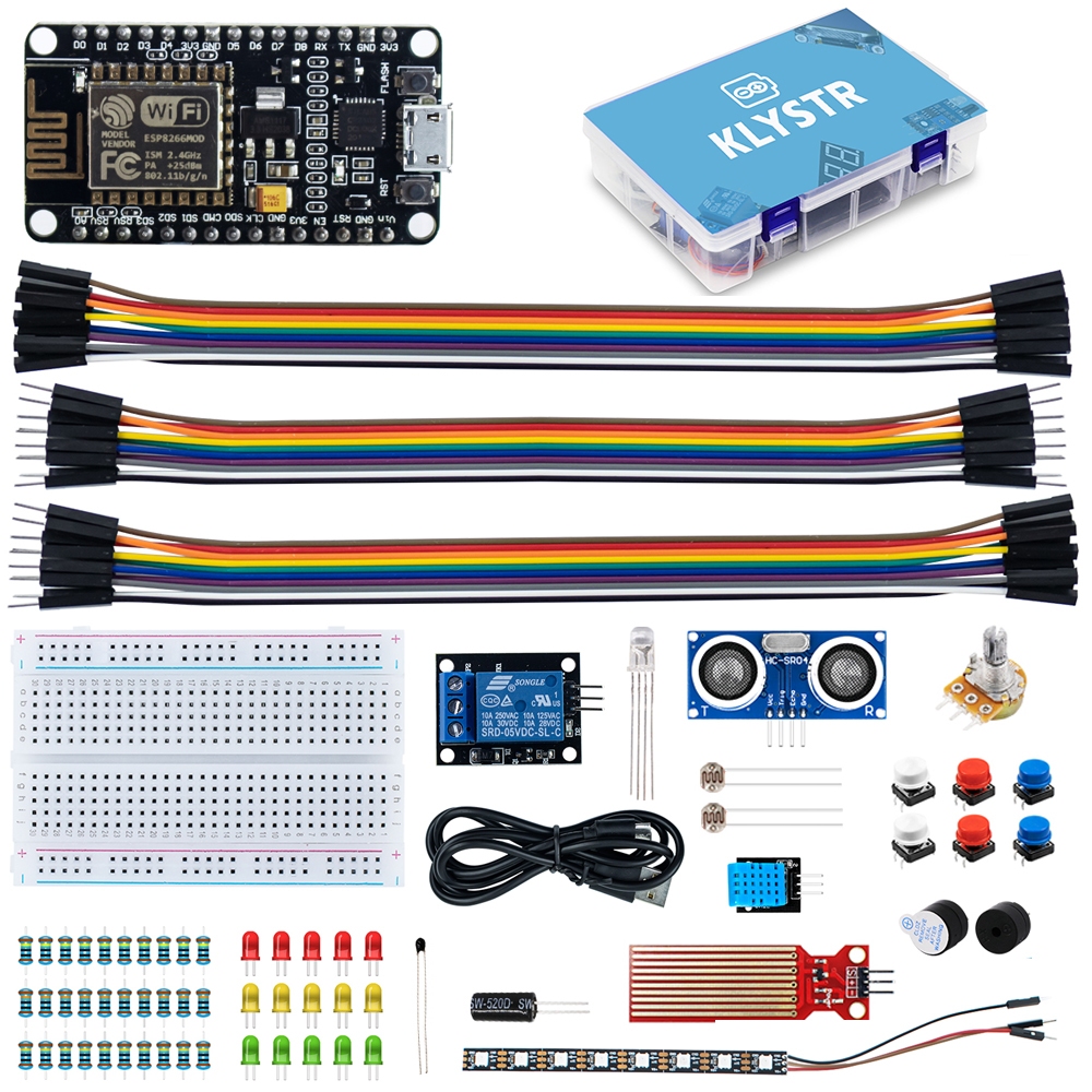 KLYSTR NodeMcu ESP8266 WiFi Development Board Starter Kit for IoT Breadboard Wifi Sensor Module ...