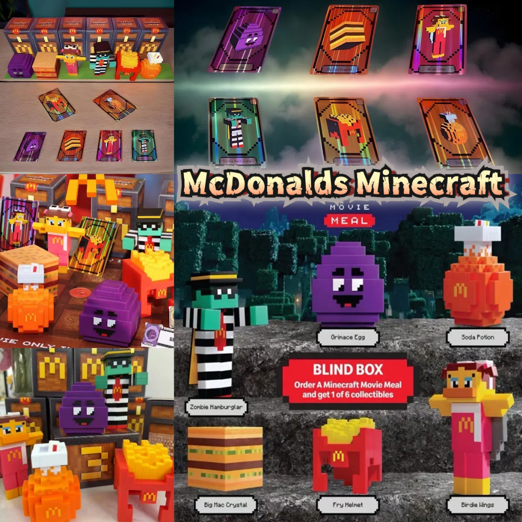 McDonalds Minecraft Movie Figure Building Blocks Mcdo Happy Meal Model ...
