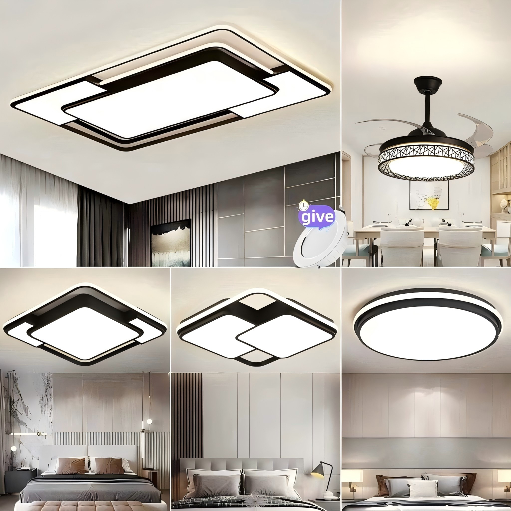 LED Tricolor remote control ceiling light living room bedroom ceiling ...