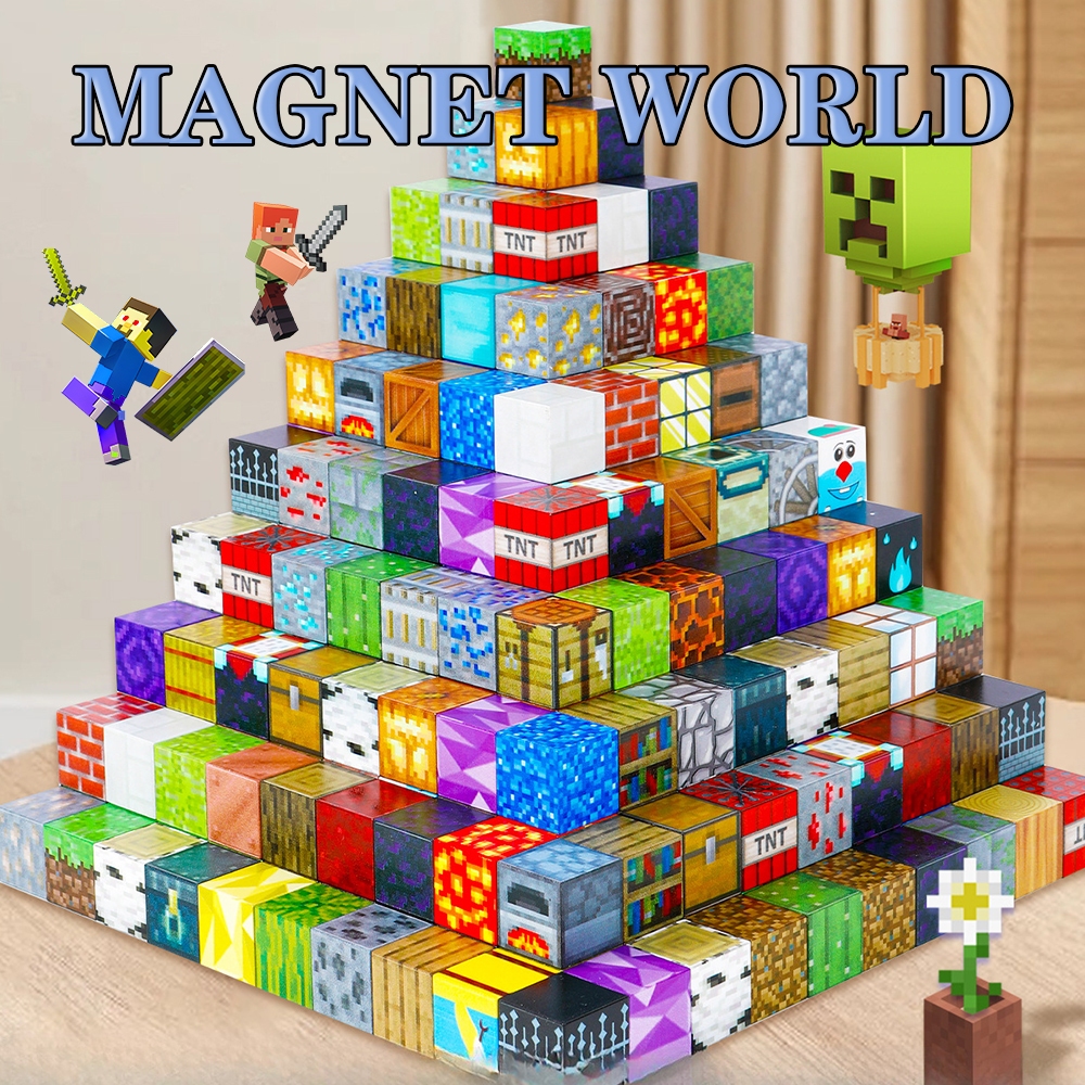 50PCS/100PCS/200PCS Magnetic Block Magnet World Magnetic Building ...