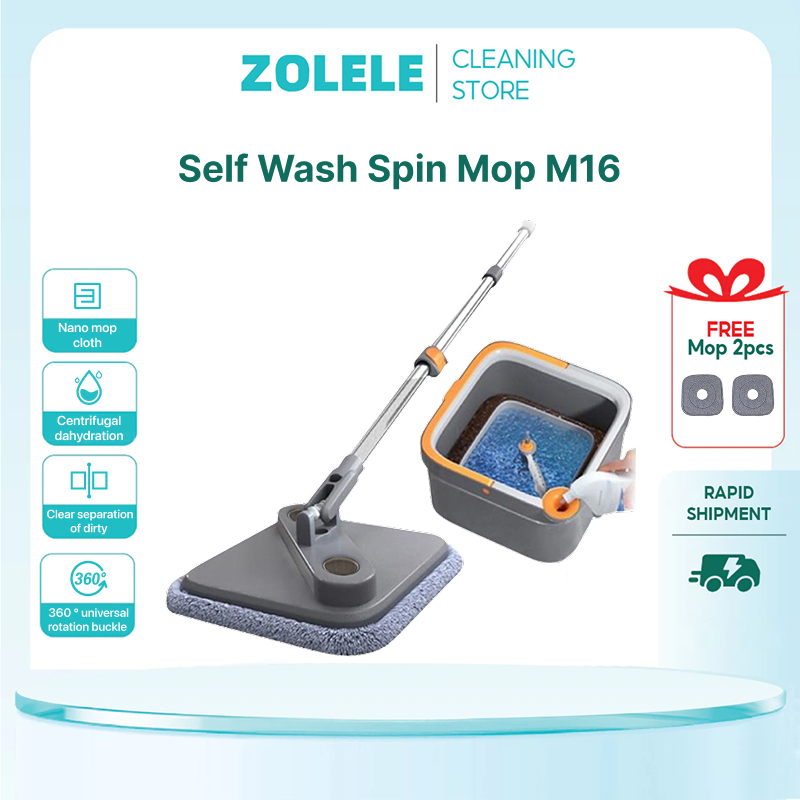 ZOLELE Self Wash Spin Mop M16 Mop With Spinner Heavy Duty Map Floor ...