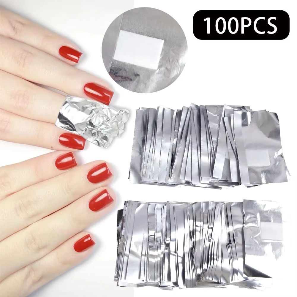 50/100Pcs Set Nail Removal Aluminum Foil Paper with Cotton Pads Removal ...