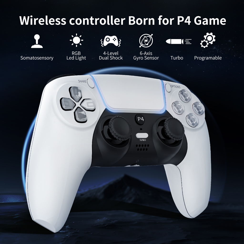 P4 game controller suitable for PS4/PC computer Bluetooth wireless with light bar dual vibration ...
