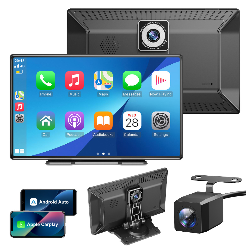 4K+1080P dash cam 9 inch car player touch screen dual lens car DVR WIFI ...