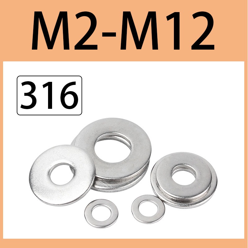 M2 M3 M4 M5 M6 M8 M10 M12 flat washer 316 stainless steel ultra-thin ...