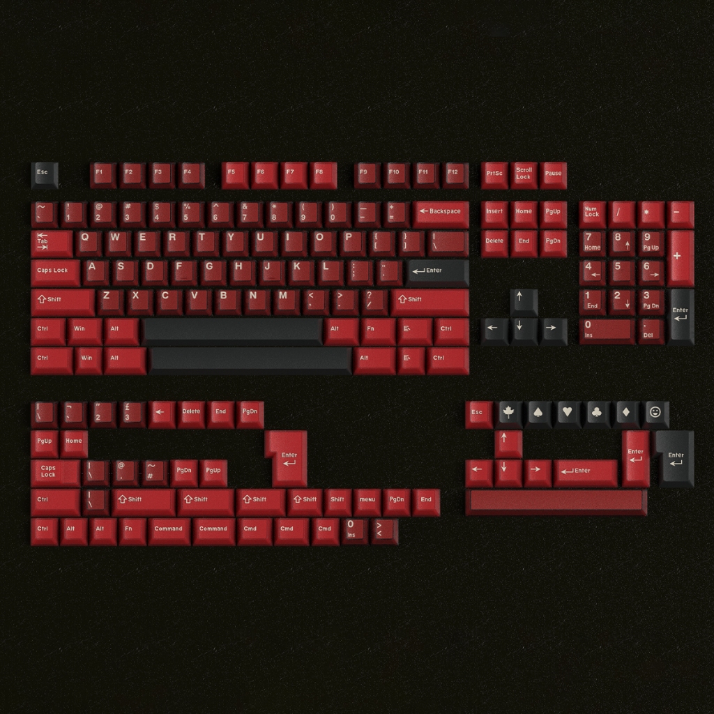 Yongqiu Bordeaux Keycap Cherry profile ABS+PBT Double shot Red keycaps ...