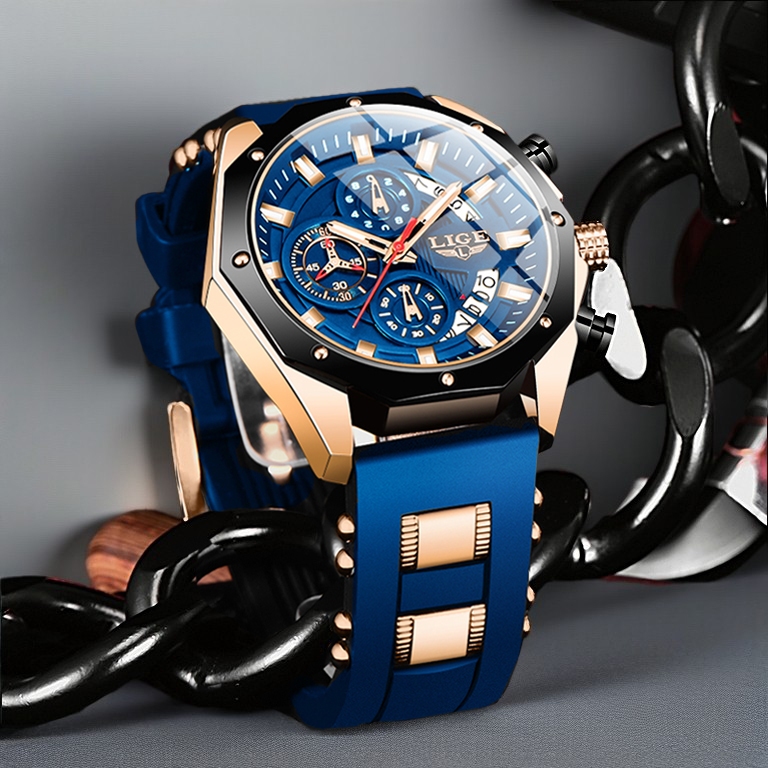 LIGE Official Multi Function Watch Original Relo Men Chronograph Date ...