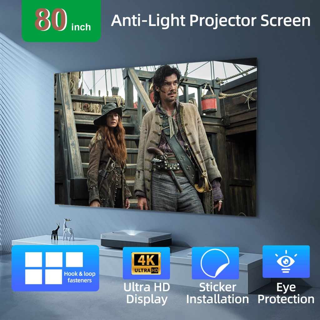 80-Inch 16:9 Foldable Anti-Light Projector Screen 4K HD Quality ...