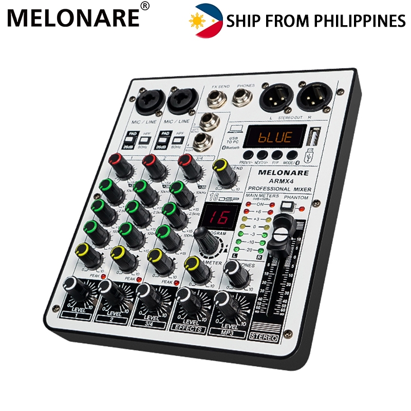 MELONARE ARMX4 4-Channel Audio Mixer DJ Mixer USB Audio Interface ...