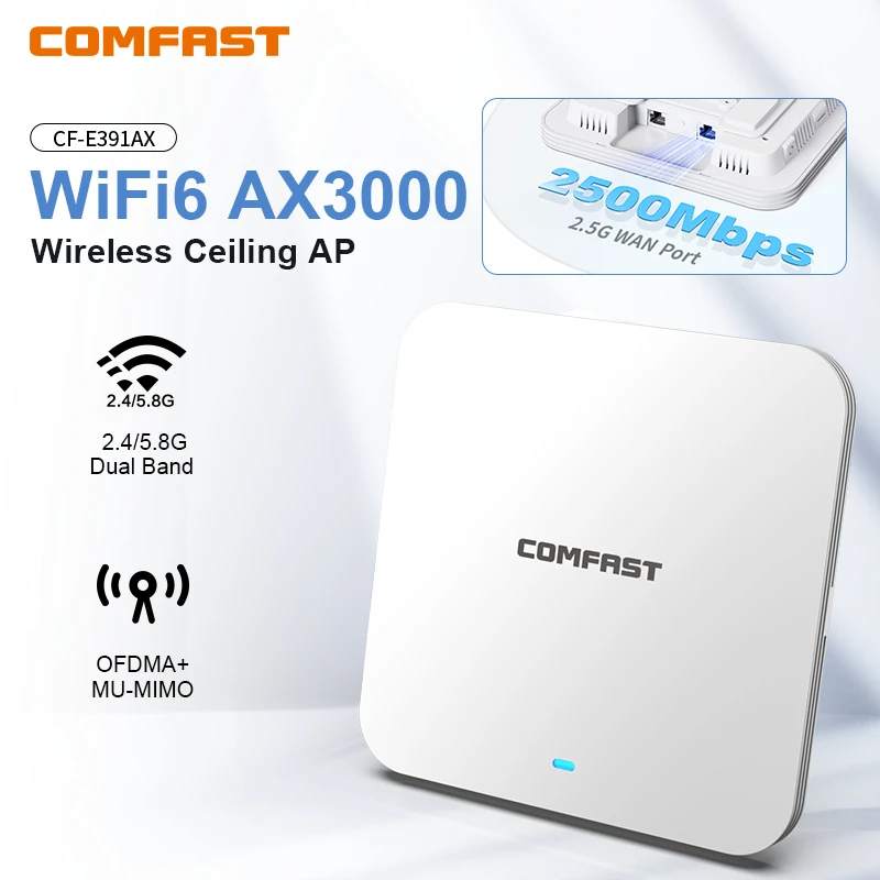 New arrive Comfast WiFi6 Ceiling AP AX3000 Gigabit 4*3dBi 2.5G port ...