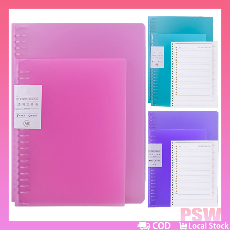 Notebook Binder Pink Purple Blue Refillable Loose-leaf Notebook A5 B5 ...